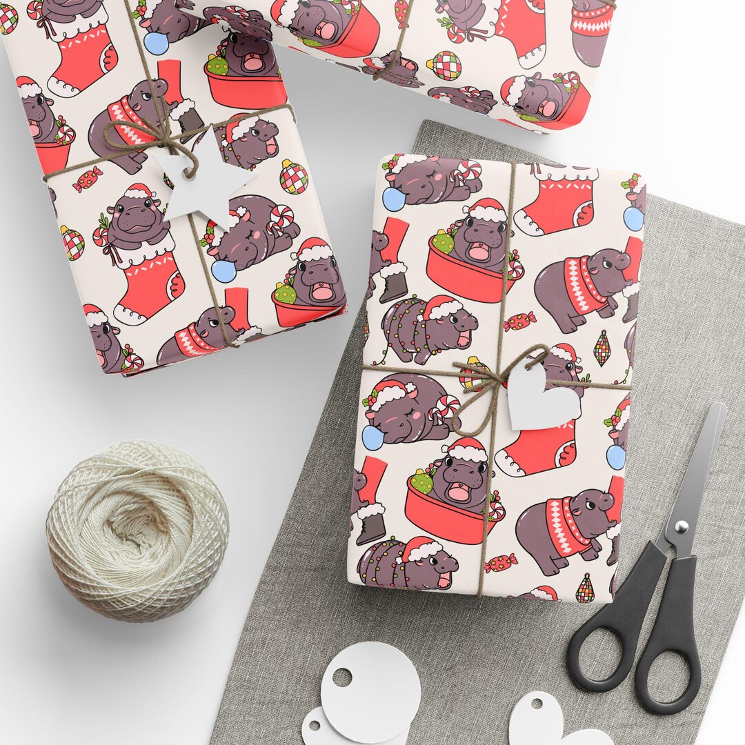 Hippo Christmas Wrapping Paper Pygmy Hippo Christmas Gifts Hippo Lovers ...