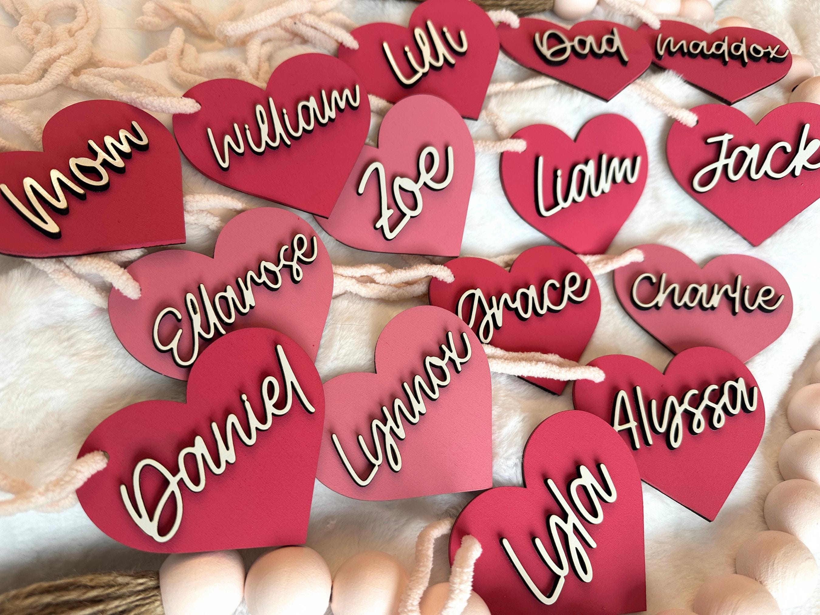 Valentines Day Heart Tag Valentine's Day Name Tags Personalized Heart ...