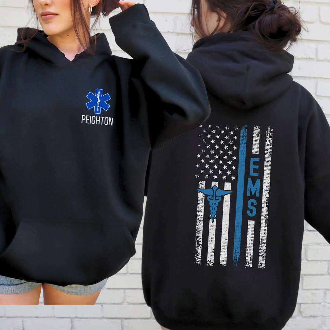 Personalized EMS Hoodie EMS Apparel Gift for EMT Sweatshirt Emergency ...