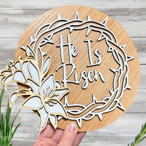 He is Risen Easter Wall Decor Wood Christian Easter Decor Resurrection ...