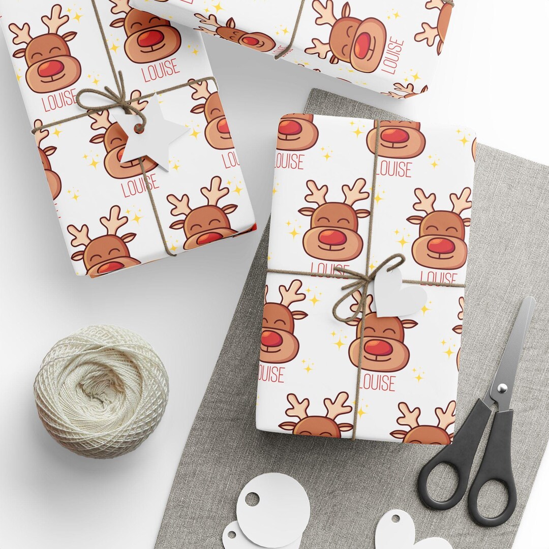Personalized Rudolph Wrapping Paper With Name Christmas Wrapping Paper ...