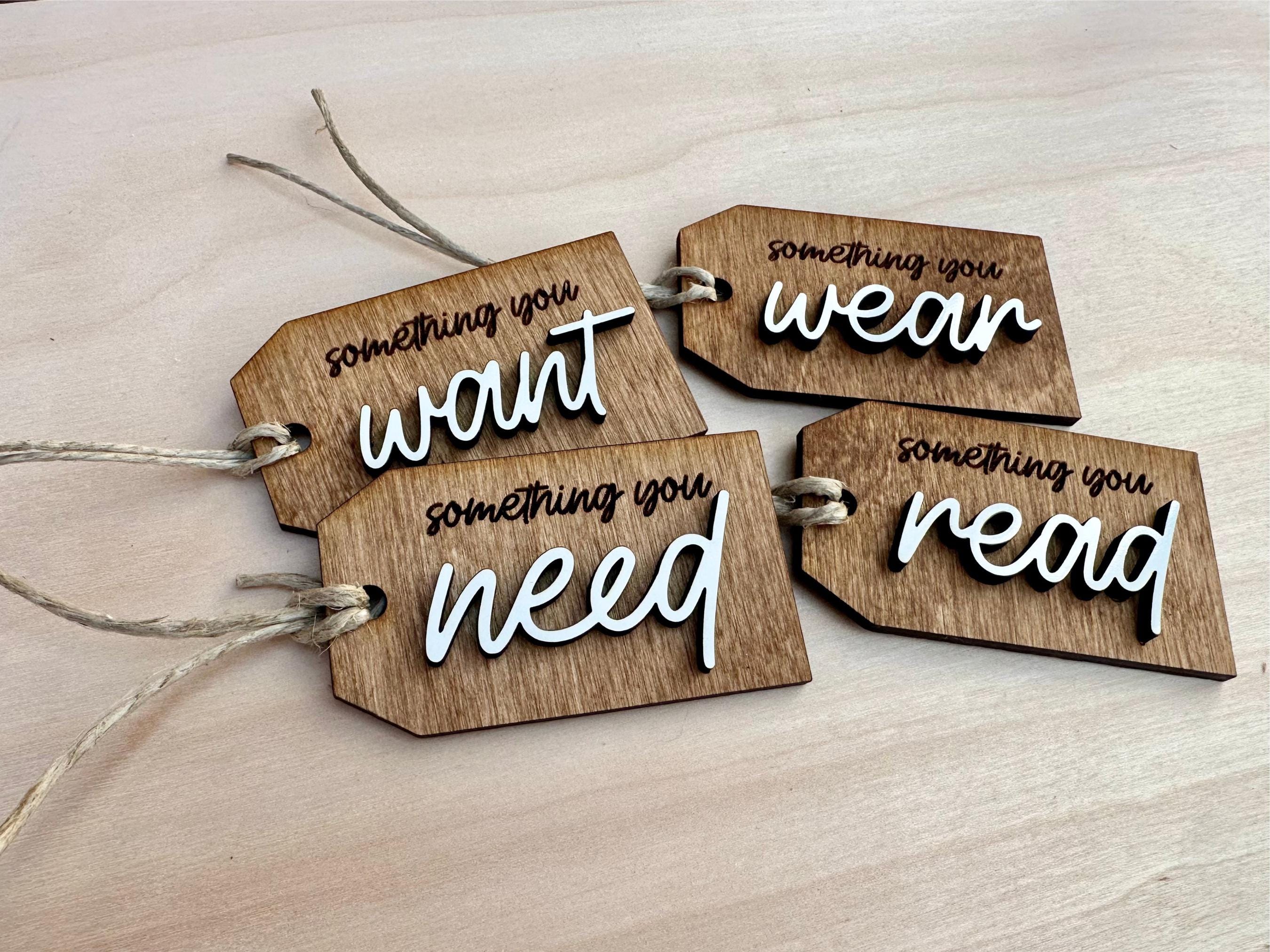 Something You Want Need Wear Read Tags Reusable Wooden Christmas Gift ...