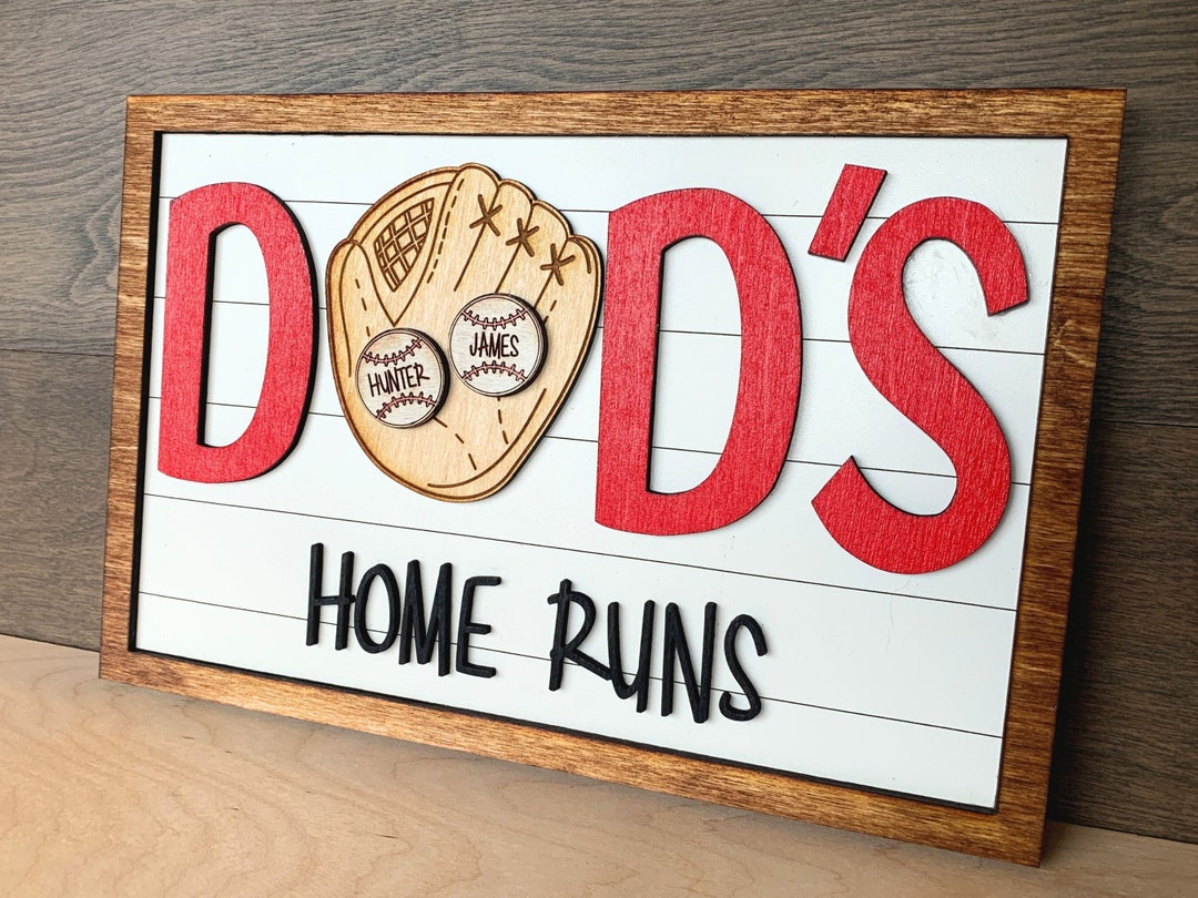 Father's Day Gift From Kids Personalized Dad's Home Runs Wood Sign ...