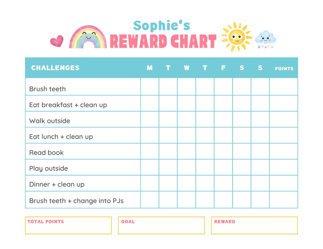 Children Summer Reward Chart Poster - Etsy