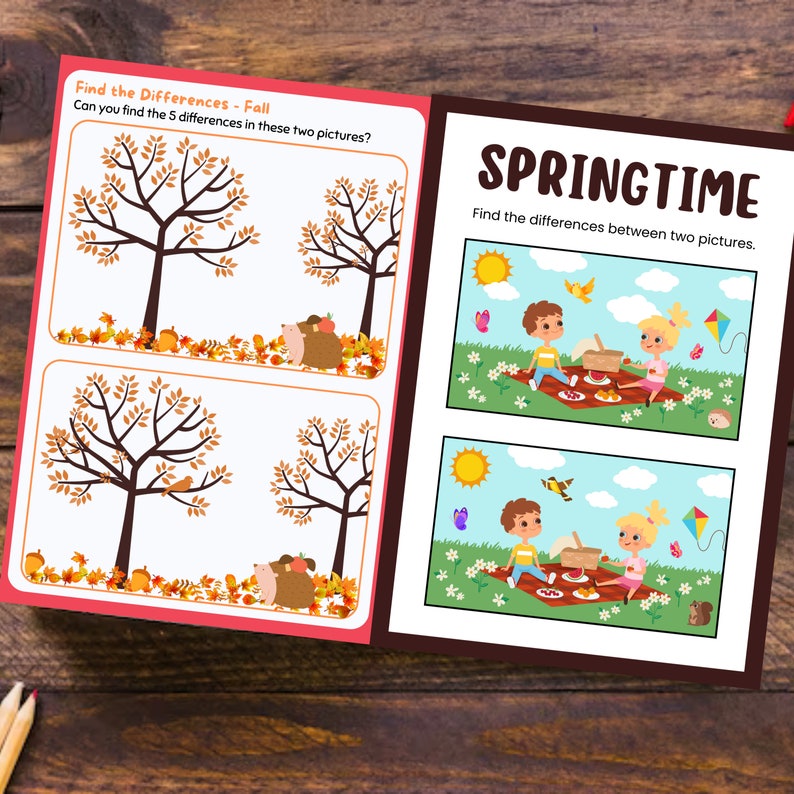 Spot the Difference Kids Activity Book Fun Educational Game Interactive ...