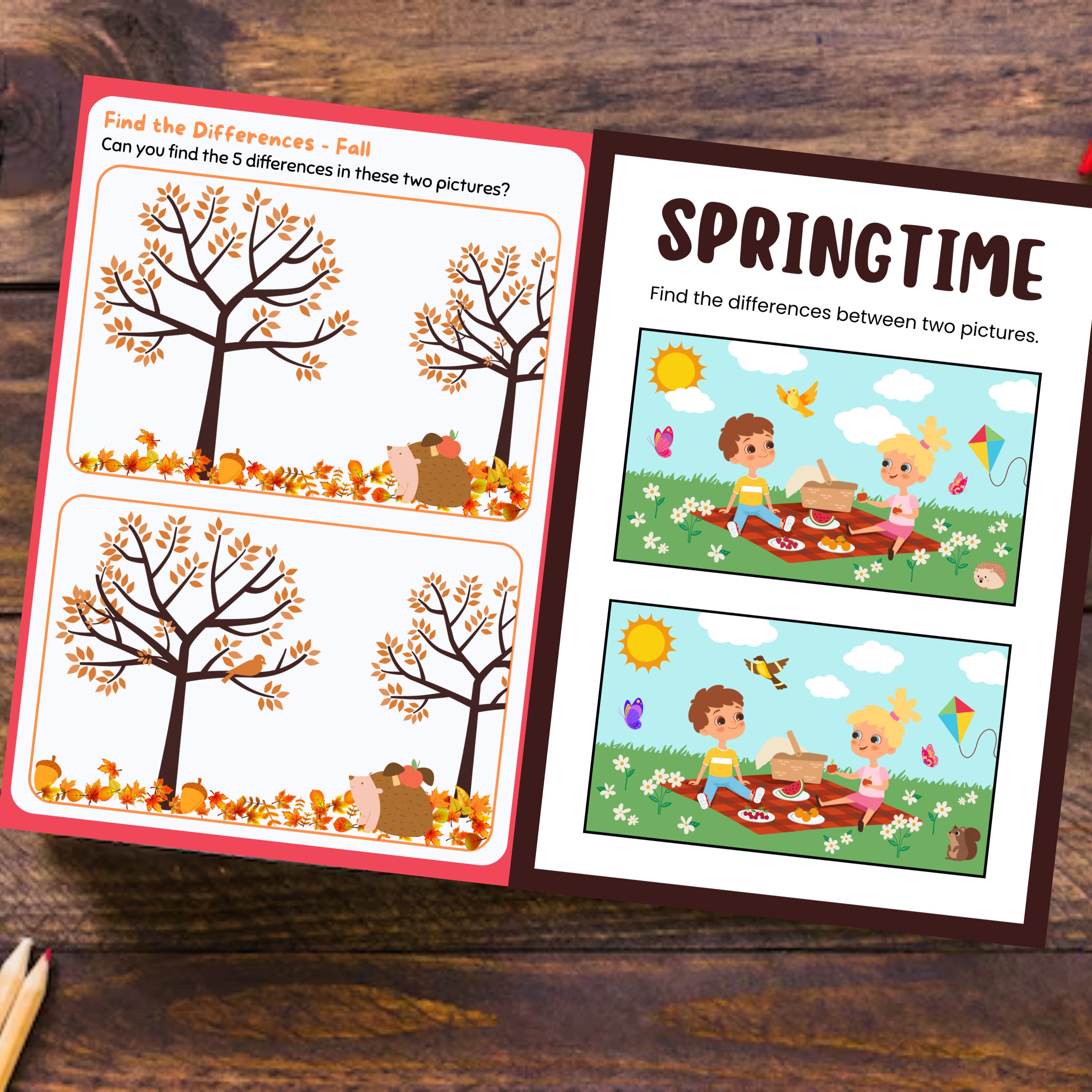 Spot the Difference Kids Activity Book Fun Educational Game Interactive ...