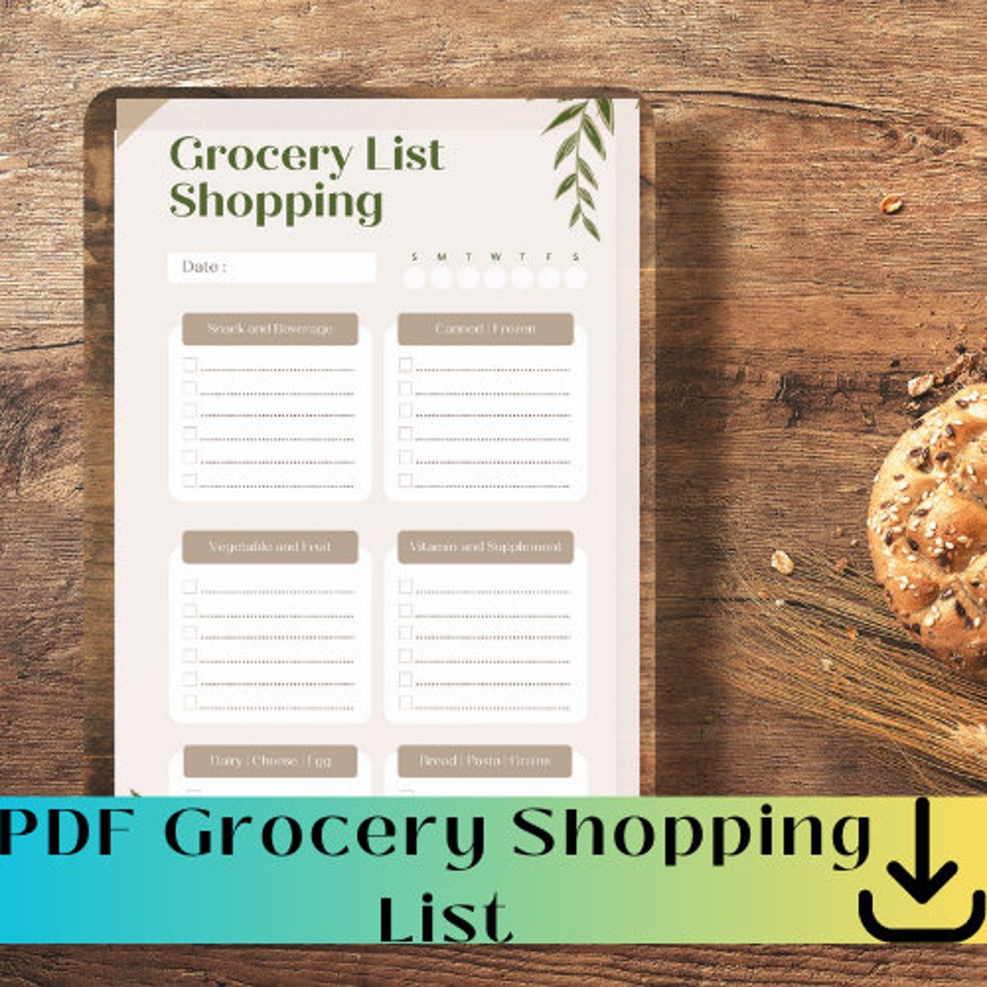 Grocery Shopping List Pdf, Printable Grocery Checklist PDF, Shopping ...