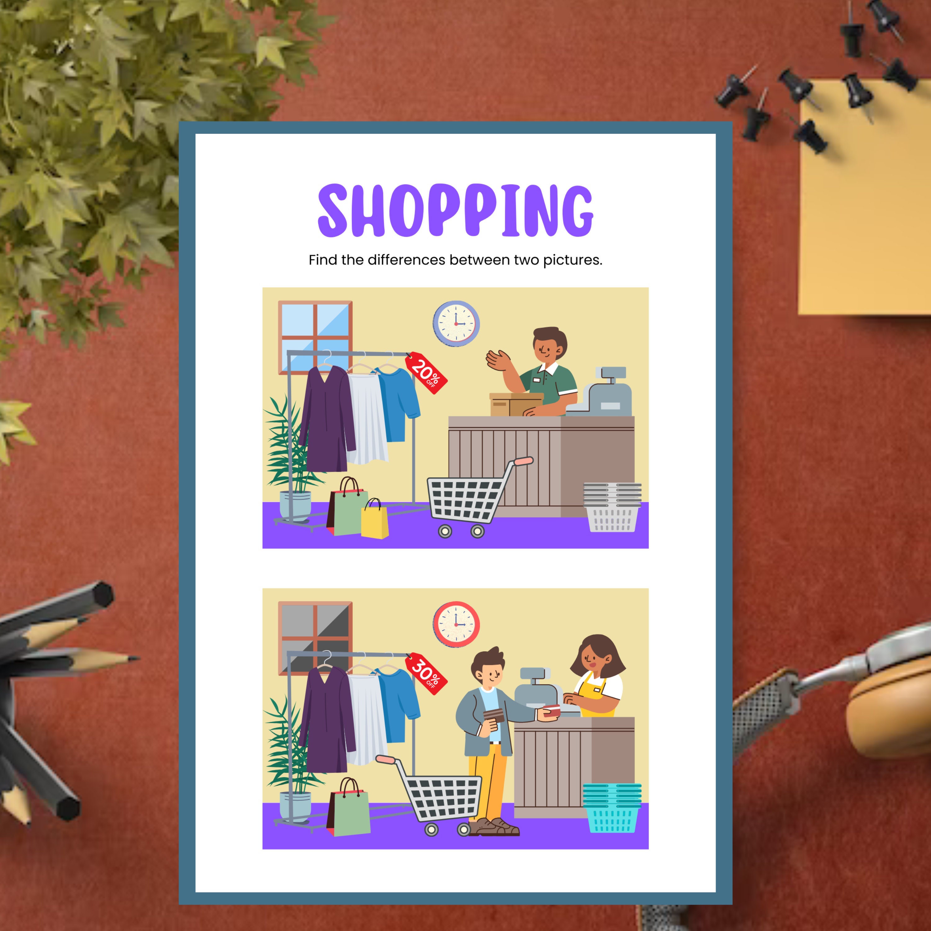 Spot the Difference Kids Activity Book Fun Educational Game Interactive ...