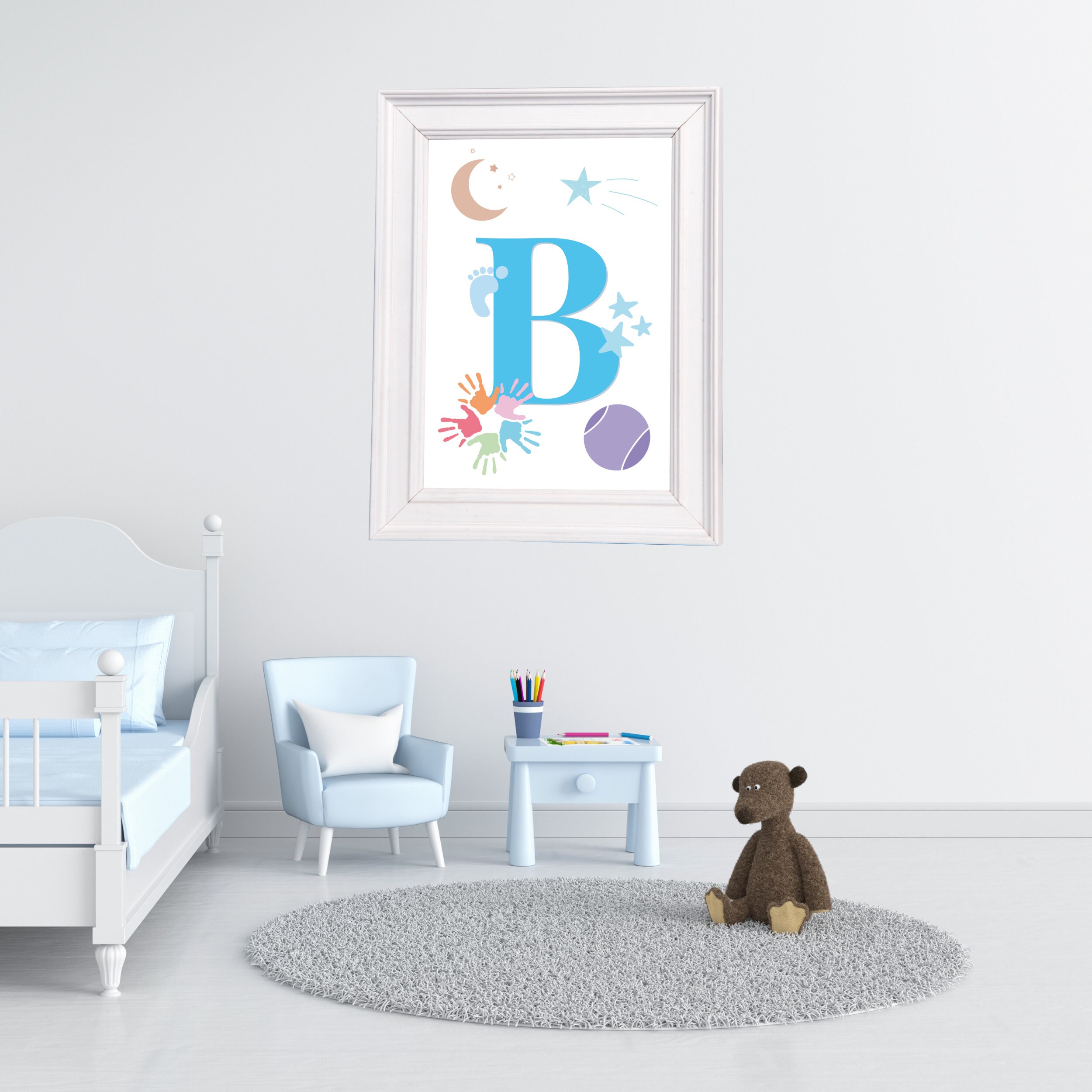 Letra imprimible, signo de letra, letra B, REGALO DE BEBÉ, cartel de ...