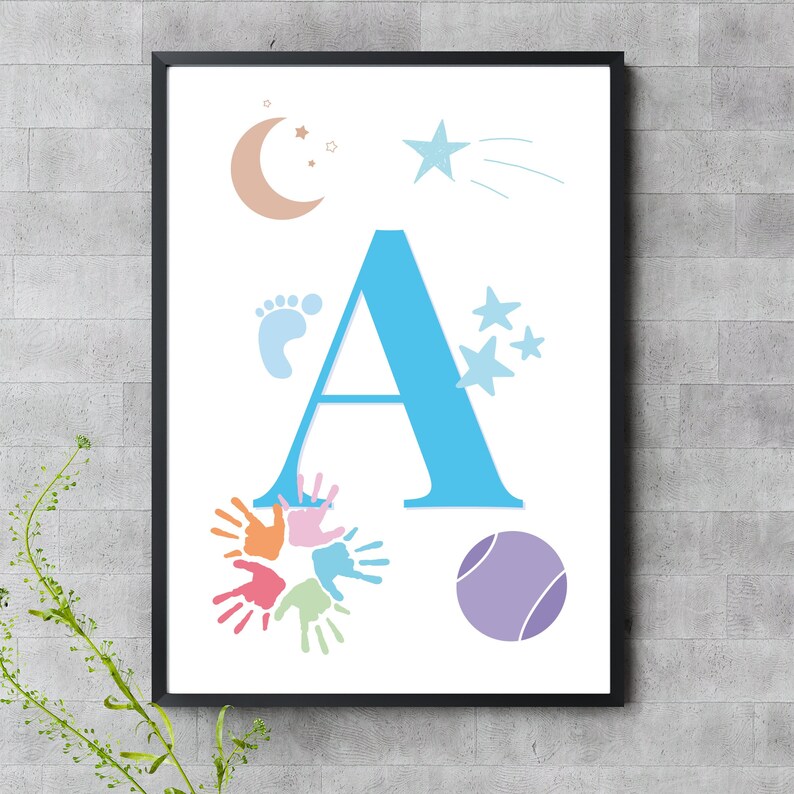 Letra imprimible, letrero con letra, letra A, REGALO PARA BEBÉ NIÑO ...