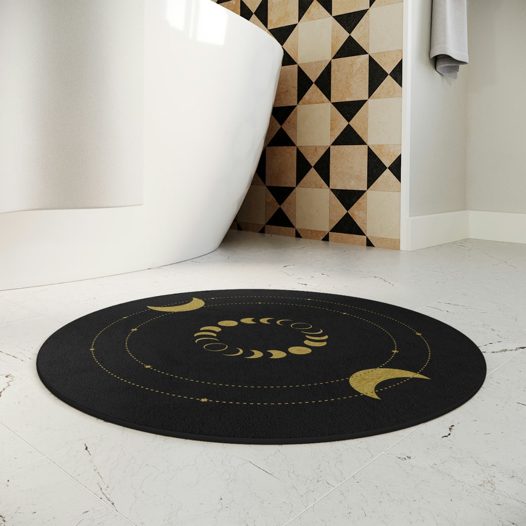 Moon Phase Bath Mat, Gold Moon Mat, Celestial Bath Mat, Celestial Moon ...