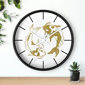 Koi Fish Wall Clock, Gold Koi Clock, Ying Yang Clock, Balancing ...