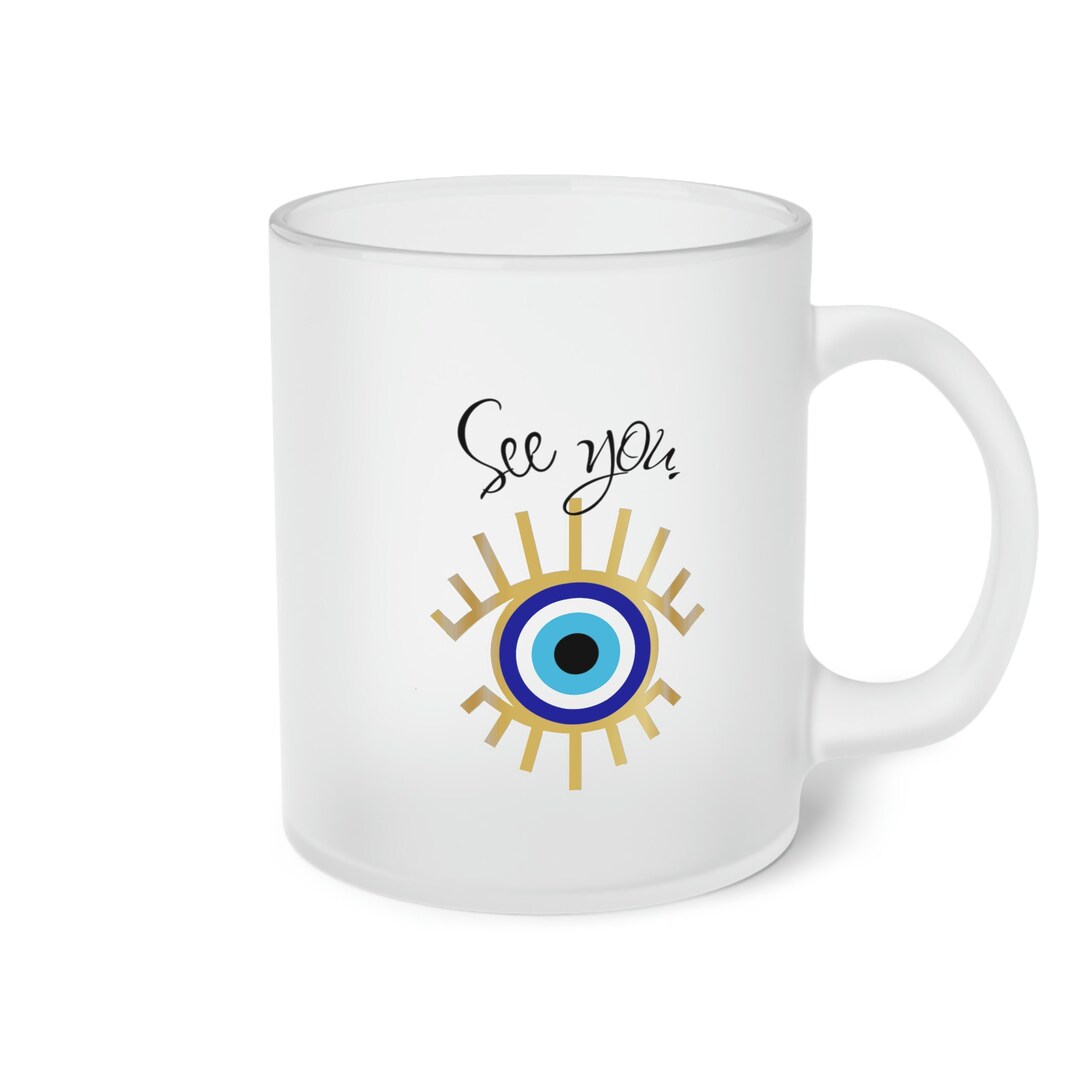 Evil Eye Frosted Glass, Evil Eye Mug, Nazar Mug, Evil Eye Coffee Mug ...