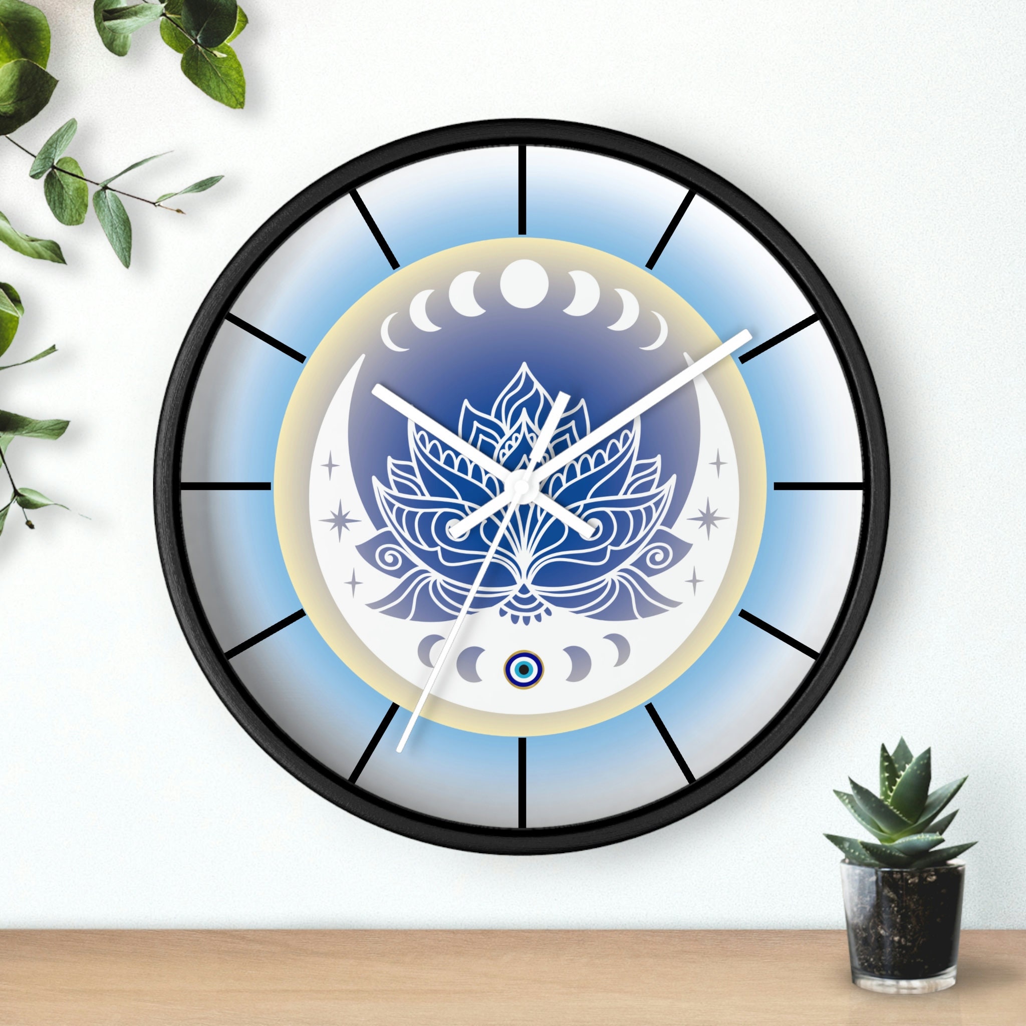Lotus Moon Aura Wall Clock, Moon Phase Wall Clock, Celestial Clock ...