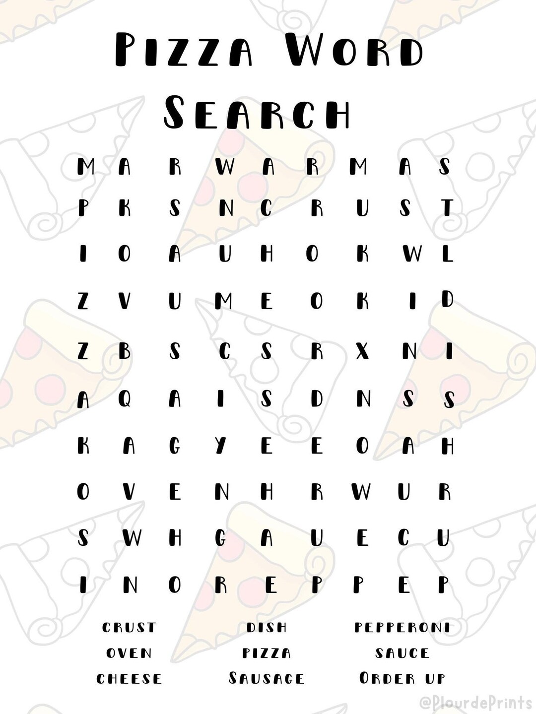 Pizza Word Search & Coloring Page answers Included - Etsy UK