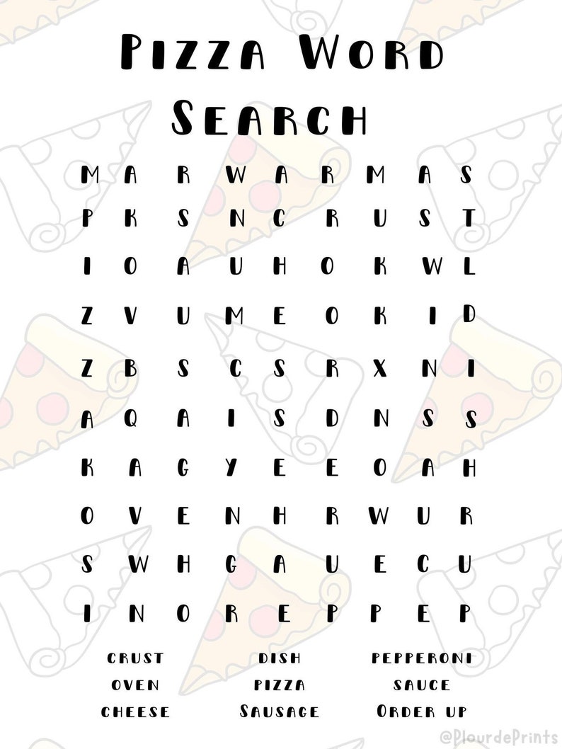 Pizza Word Search & Coloring Page answers Included - Etsy