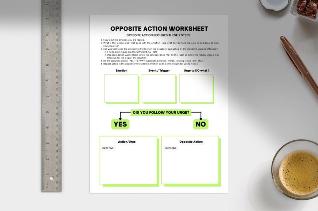 Opposite Action Worksheet - INSTANT DOWNLOAD - Etsy
