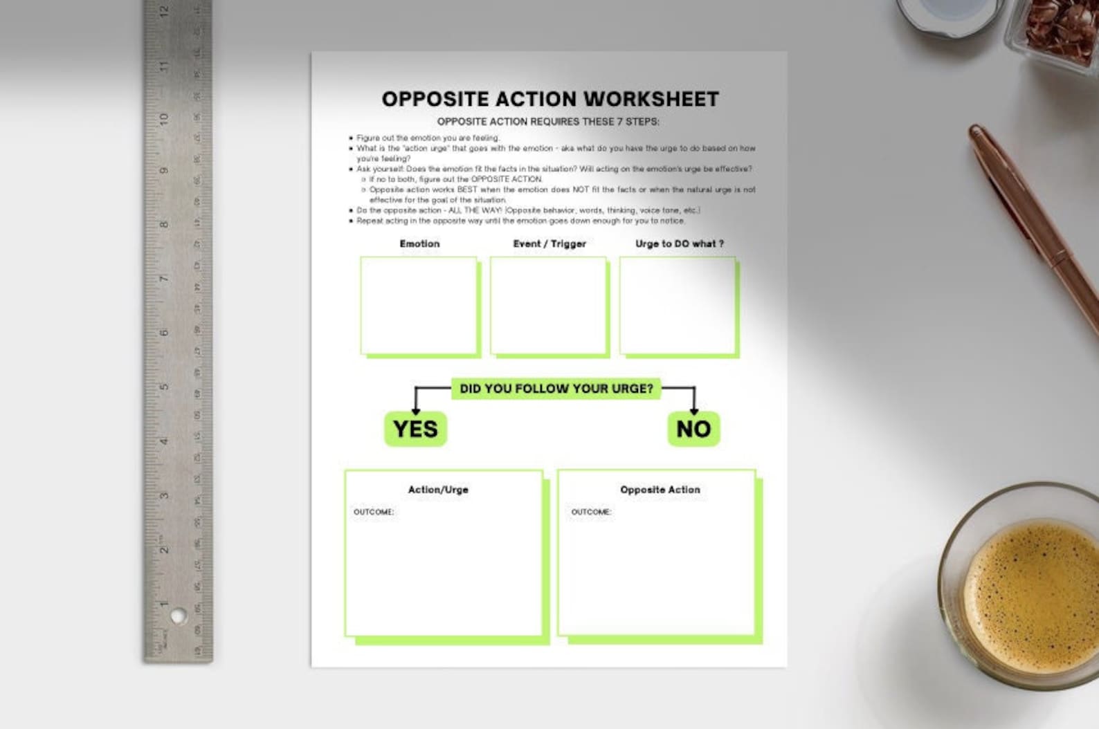 Opposite Action Worksheet - INSTANT DOWNLOAD - Etsy