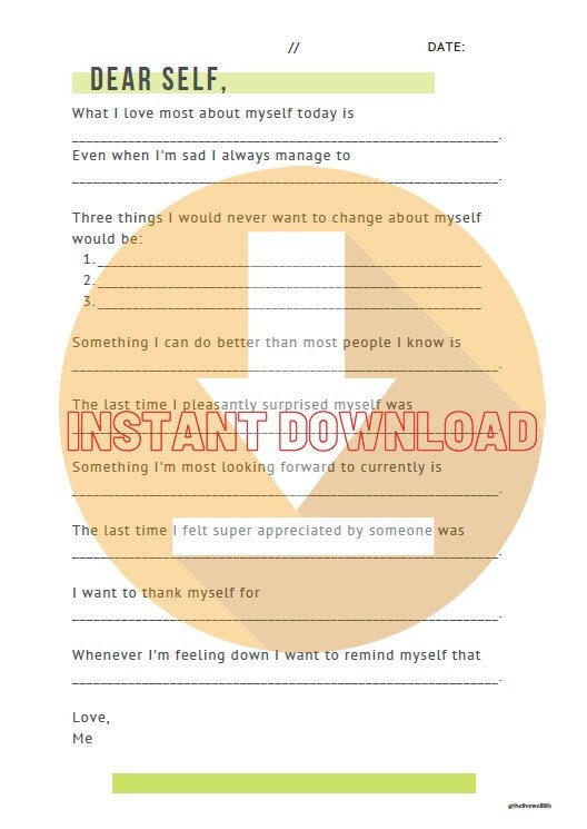 Dear Self Letter Template INSTANT DOWNLOAD - Etsy