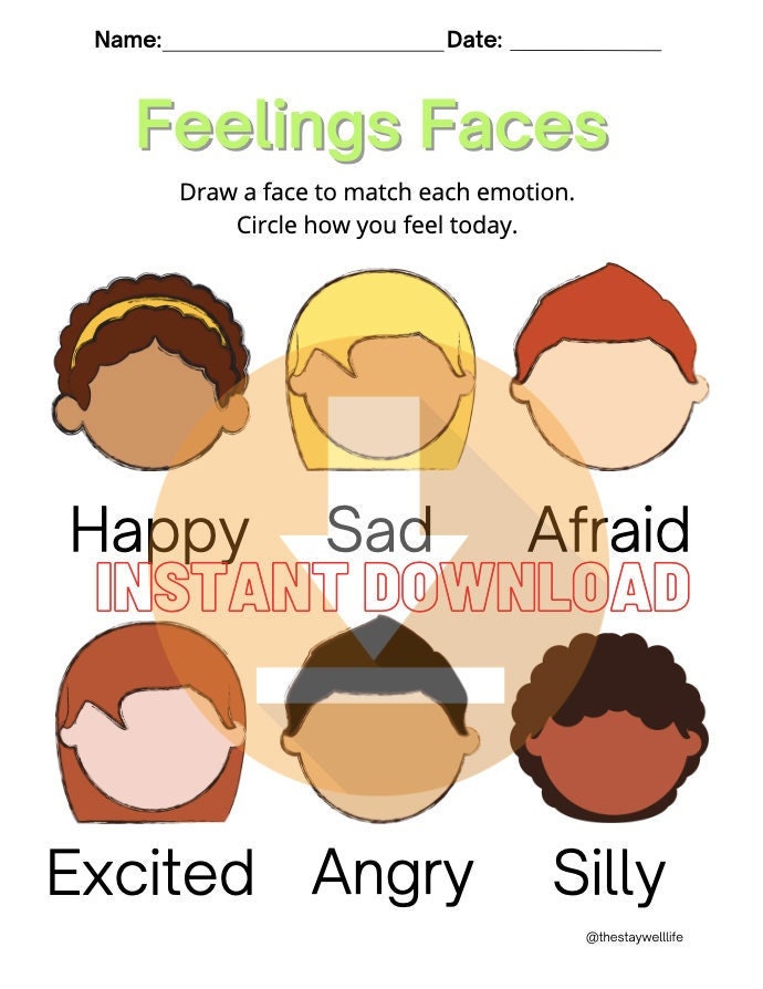 Feelings Faces Emotional Learning - INSTANT DOWNLOAD - Etsy