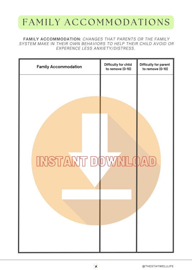 Family Accommodations Worksheet - INSTANT DOWNLOAD - Etsy