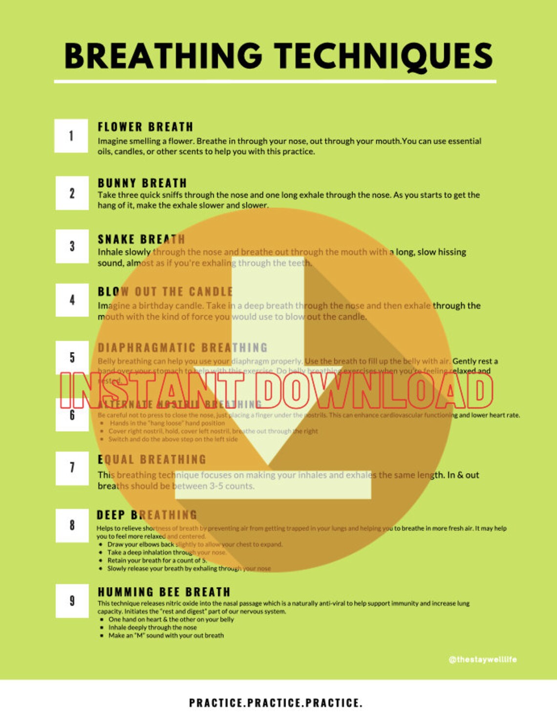 Breathing Techniques - INSTANT DOWNLOAD - Etsy