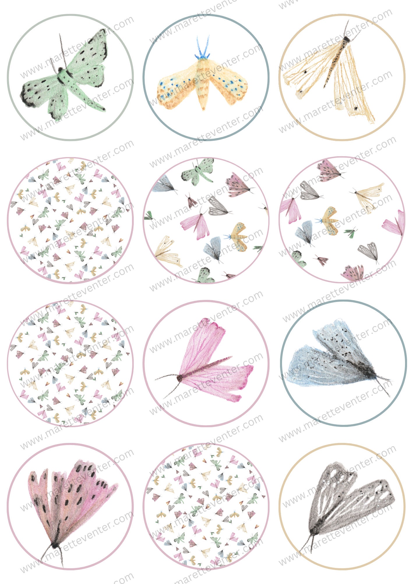 Moth Themed Cupcake Toppers - Etsy