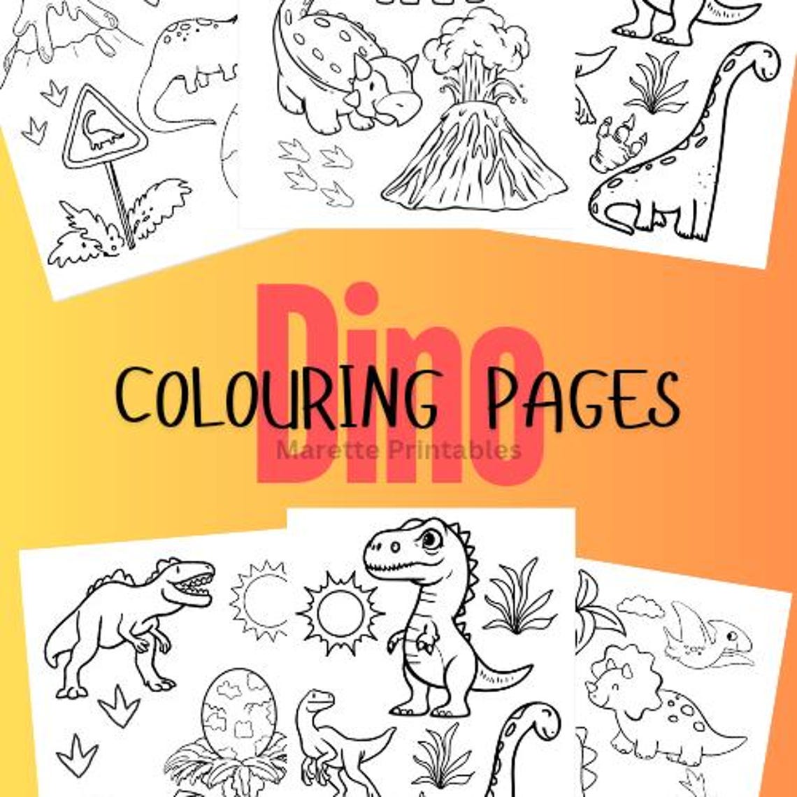 Colouring Pages - Dino - Etsy