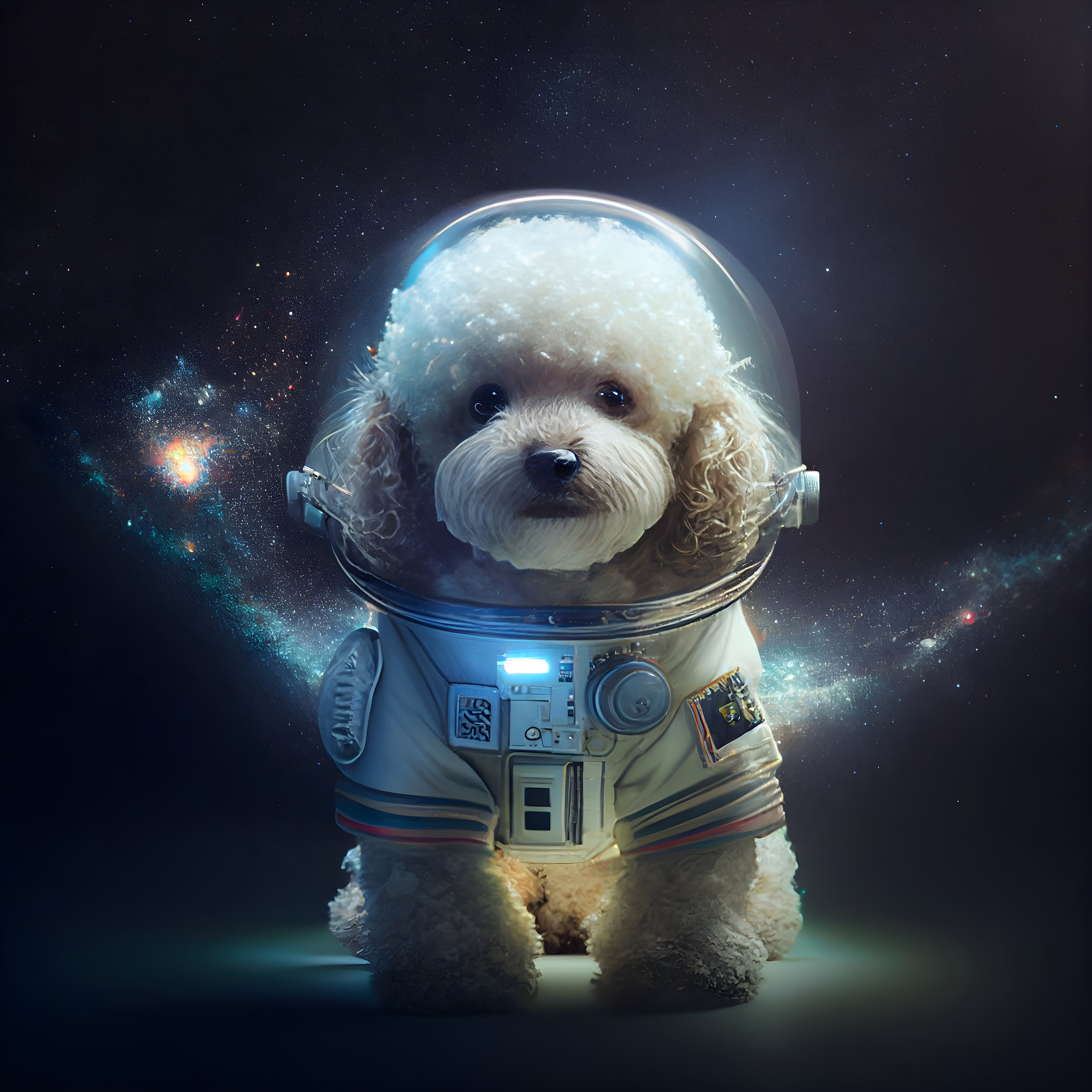 Dog, Poodle, Space, Poster, AI Art, Digital Download, Animals, Home ...