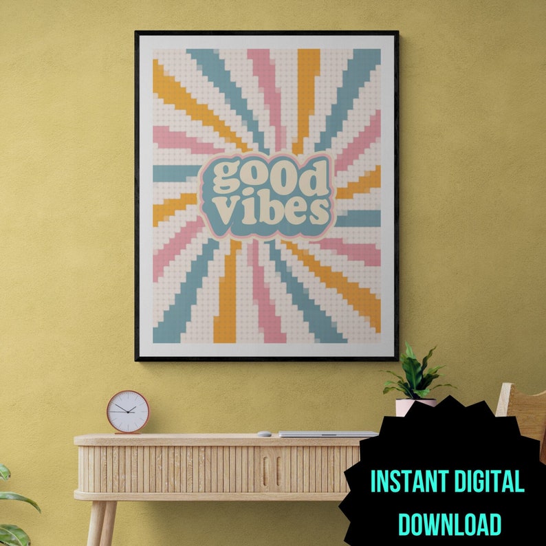Retro Good Vibes Poster Digital Download I Trendy Modern Artwork I ...