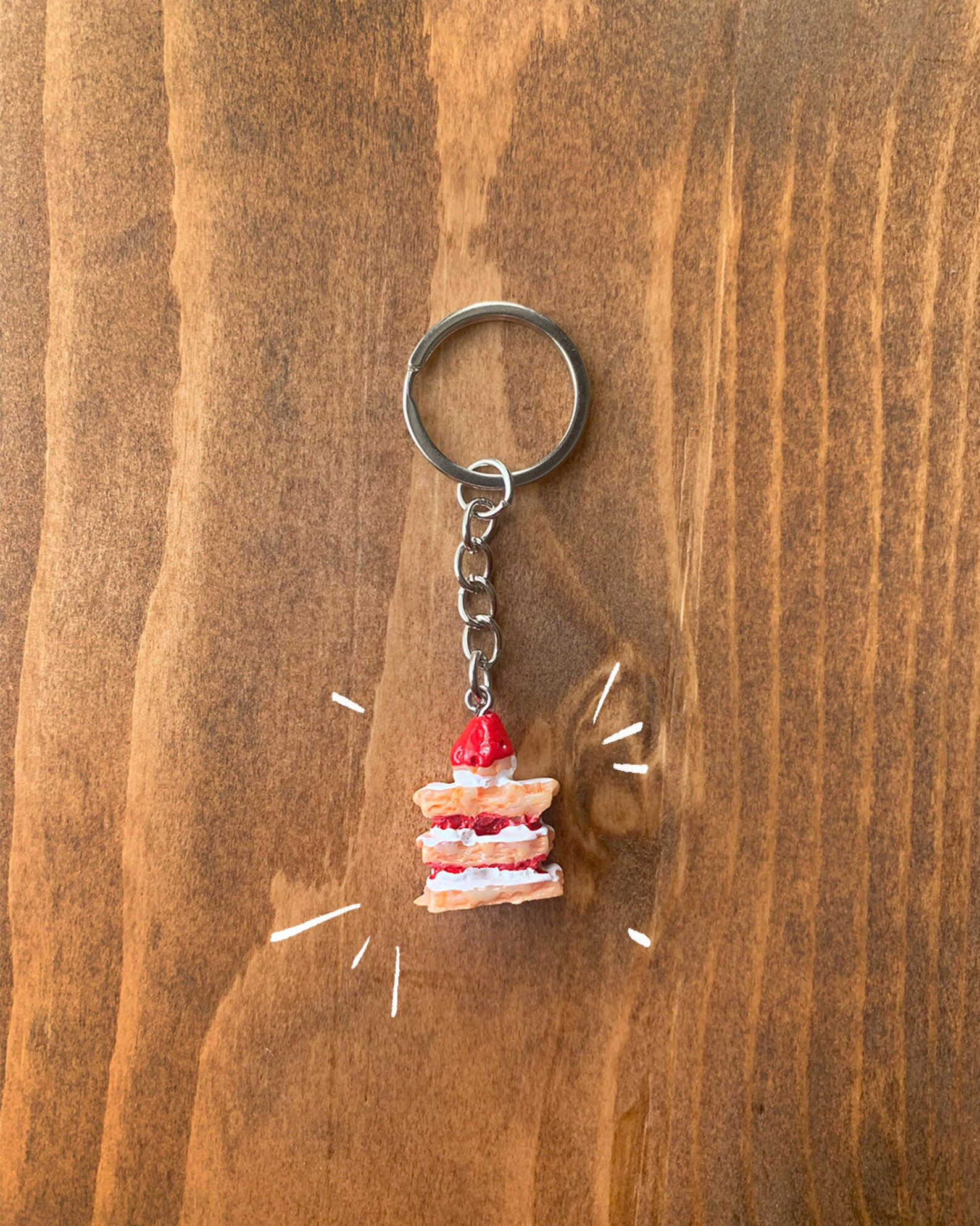 Cute Strawberry Cake Keychain Quality Key Charm, Strawberry/cake ...