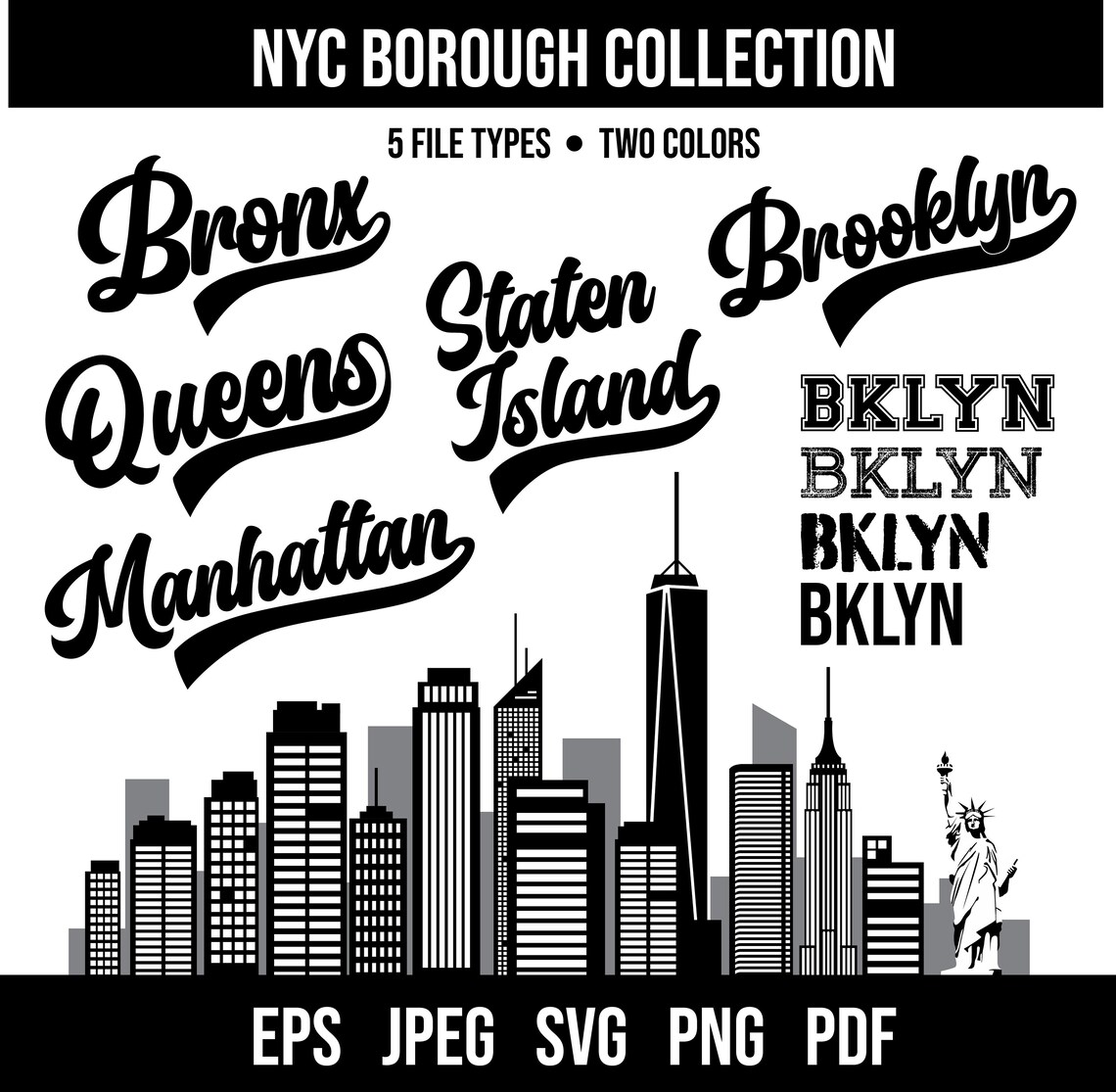 NYC Borough Digital Download Collection, Bronx, Brooklyn, Manhattan ...