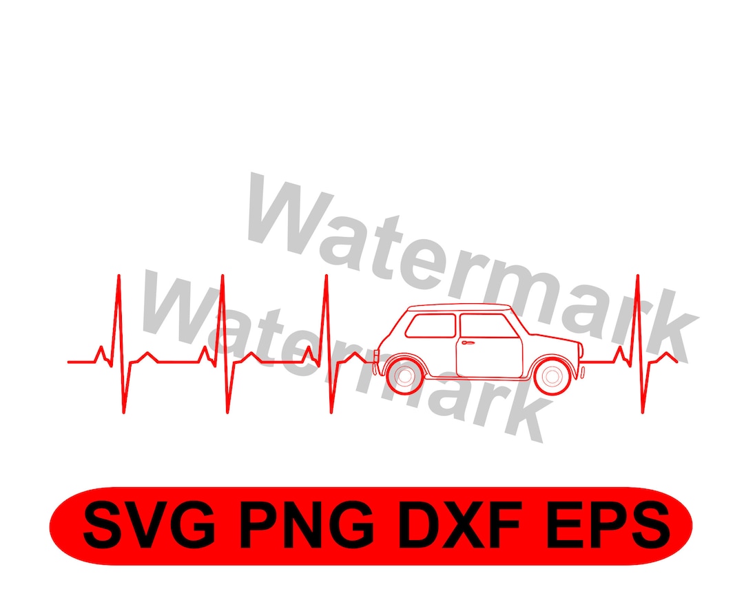 Austin Mini Cooper Heartbeat EKG Signal Svg Png Dxf Eps - Etsy