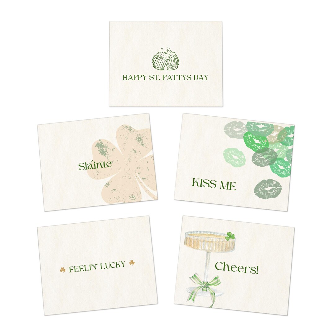 St. Patricks Day Greeting Cards | Multi Design Notecards | Irish Cheer ...