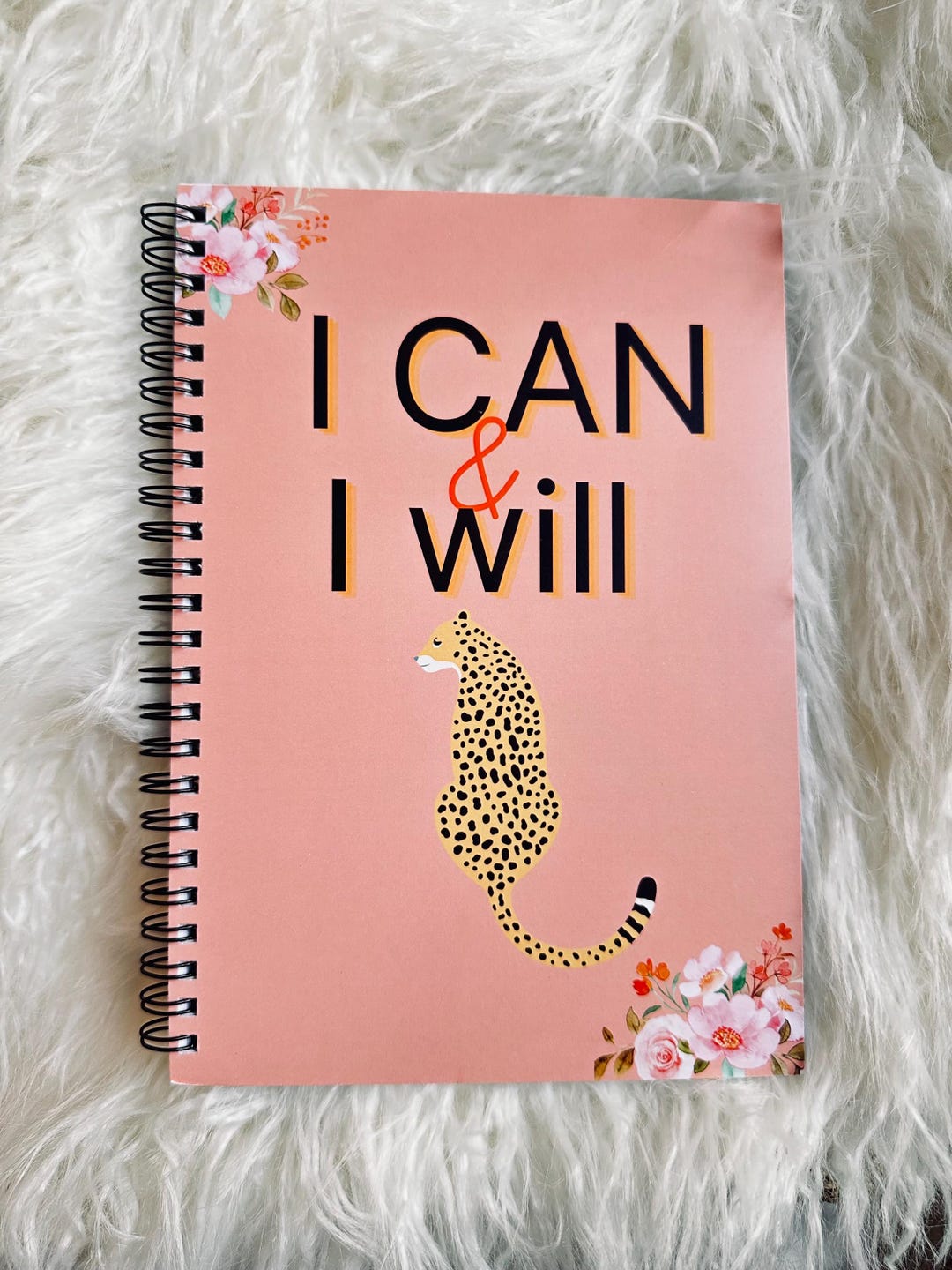 Pink Cheetah Floral Spiral Notebook: I Can I Will Journal - Etsy