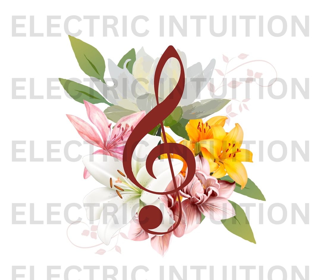 Floral Treble Clef PNG - Etsy