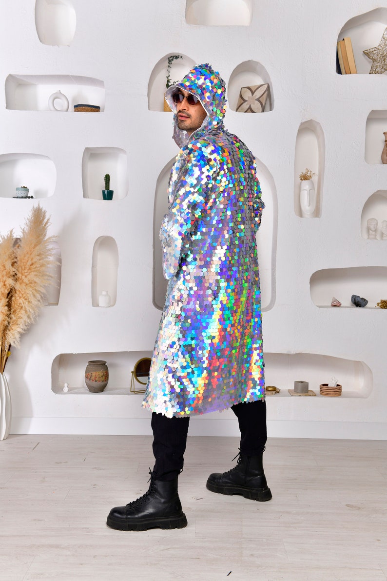 Unisex Holographic Round Sequin Kimono Rave Festival Outfit - Etsy