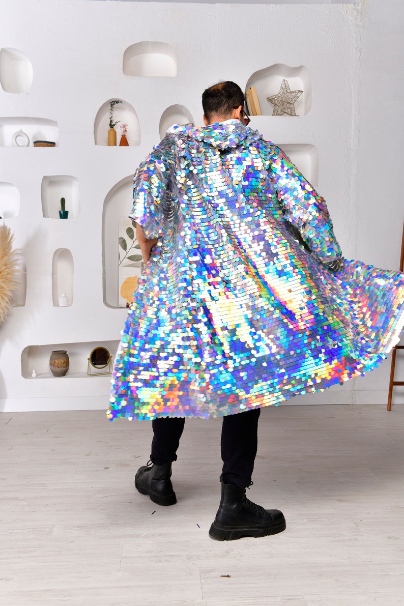 Unisex Holographic Round Sequin Kimono Rave Festival Outfit - Etsy