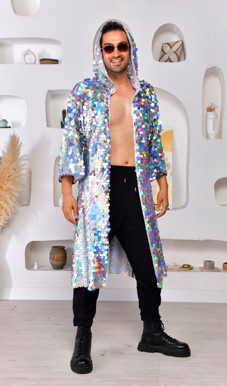 Unisex Holographic Round Sequin Kimono Rave Festival Outfit - Etsy
