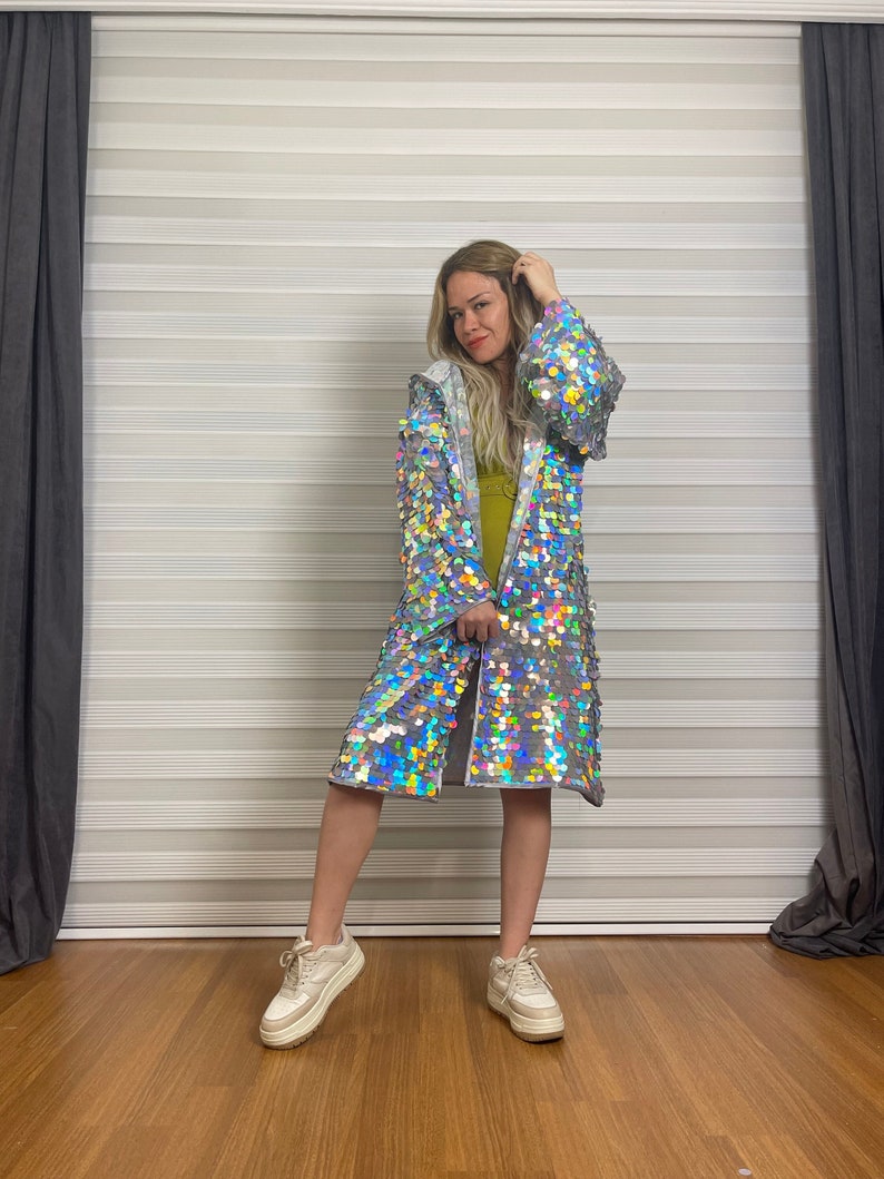 Unisex Holographic Round Sequin Kimono Rave Festival Outfit - Etsy