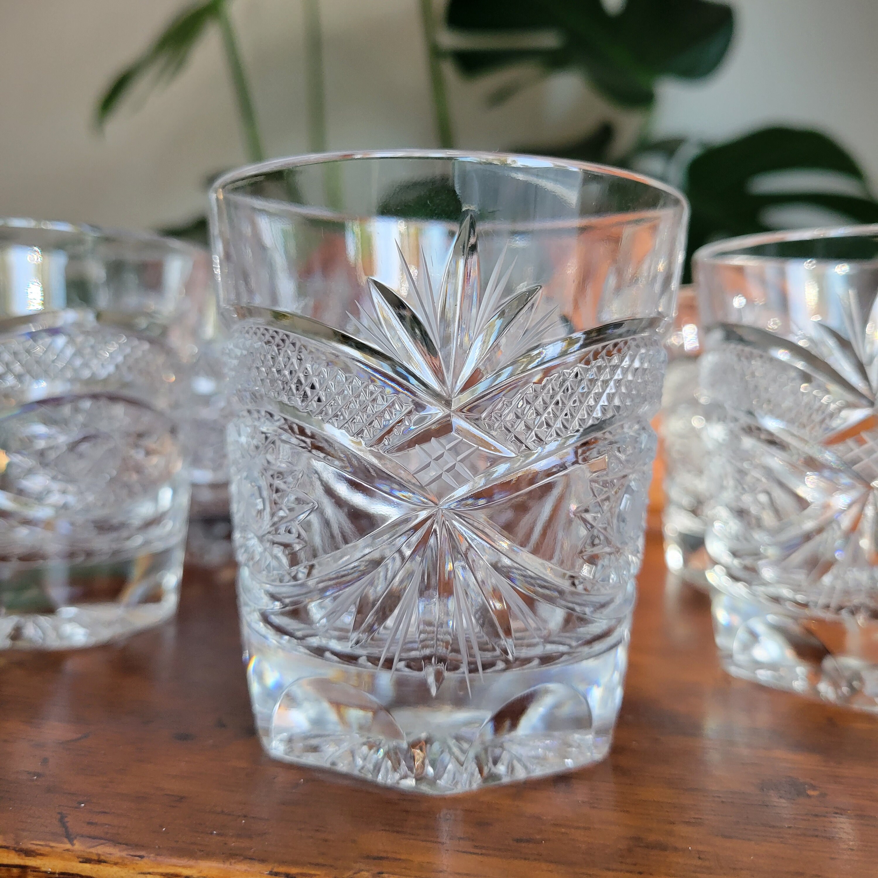 Vintage Fine Cut Heavy Crystal Pinwheel Rocks Single Glasses - Etsy