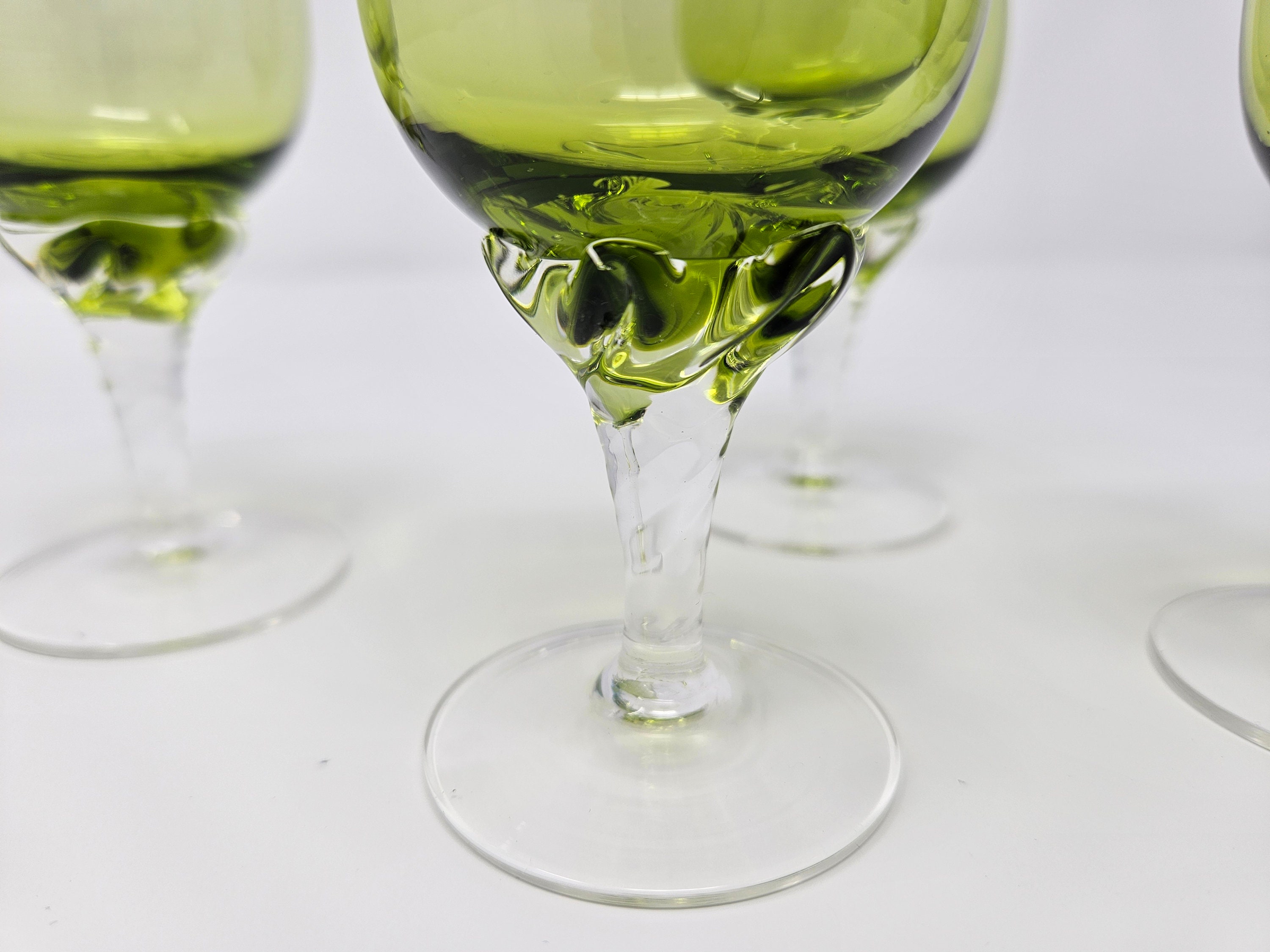 Sasaki Coronation Olive Green Cordial Size Set of 4 Stemware Glasses ...