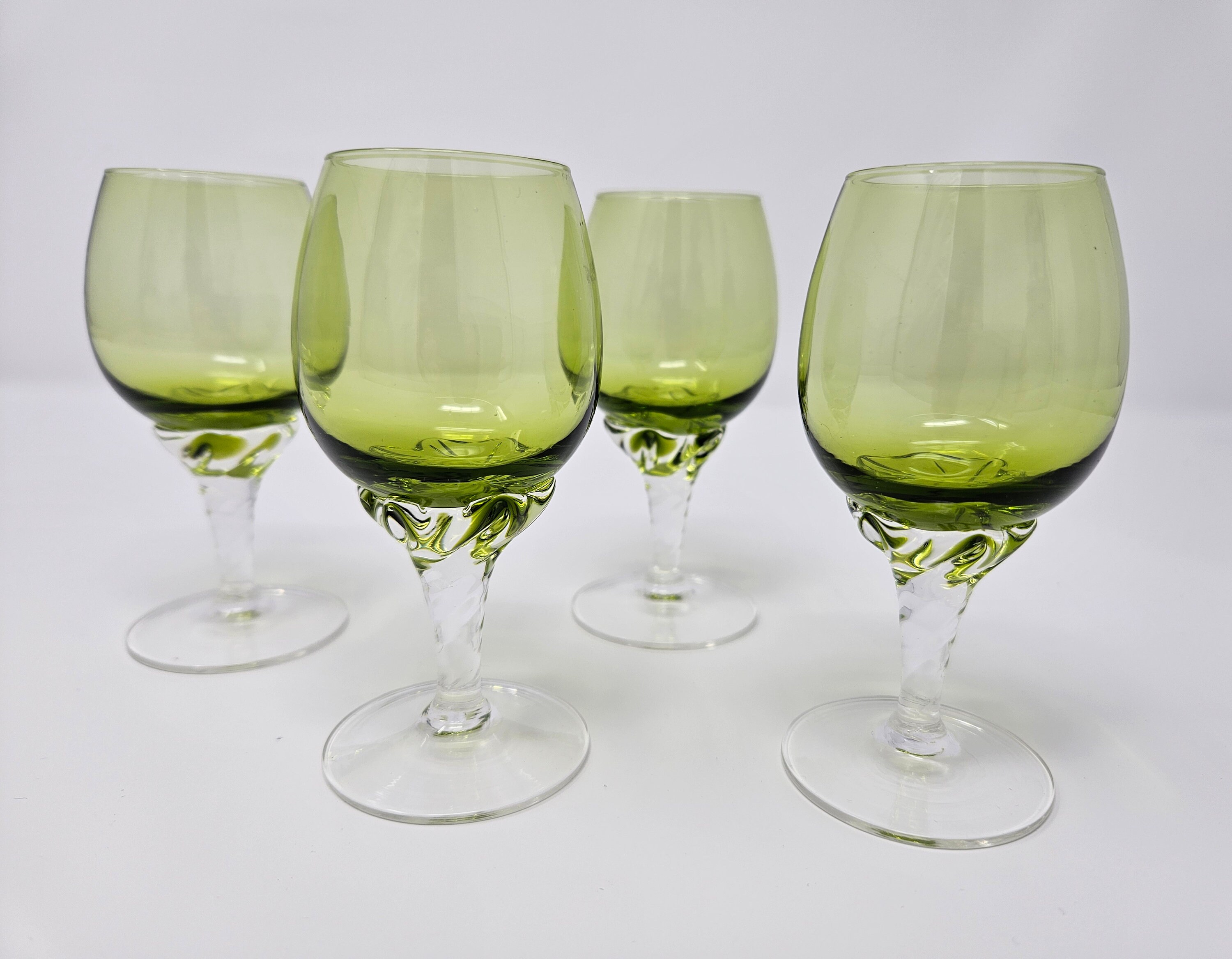 Sasaki Coronation Olive Green Cordial Size Set of 4 Stemware Glasses ...