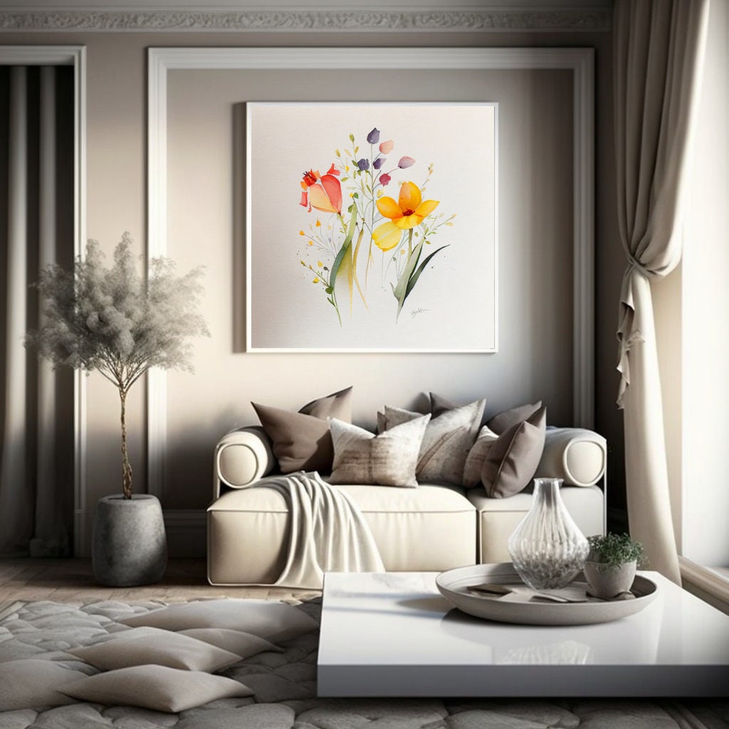 Spring Flowers Watercolor Printable, Digital Download - Etsy