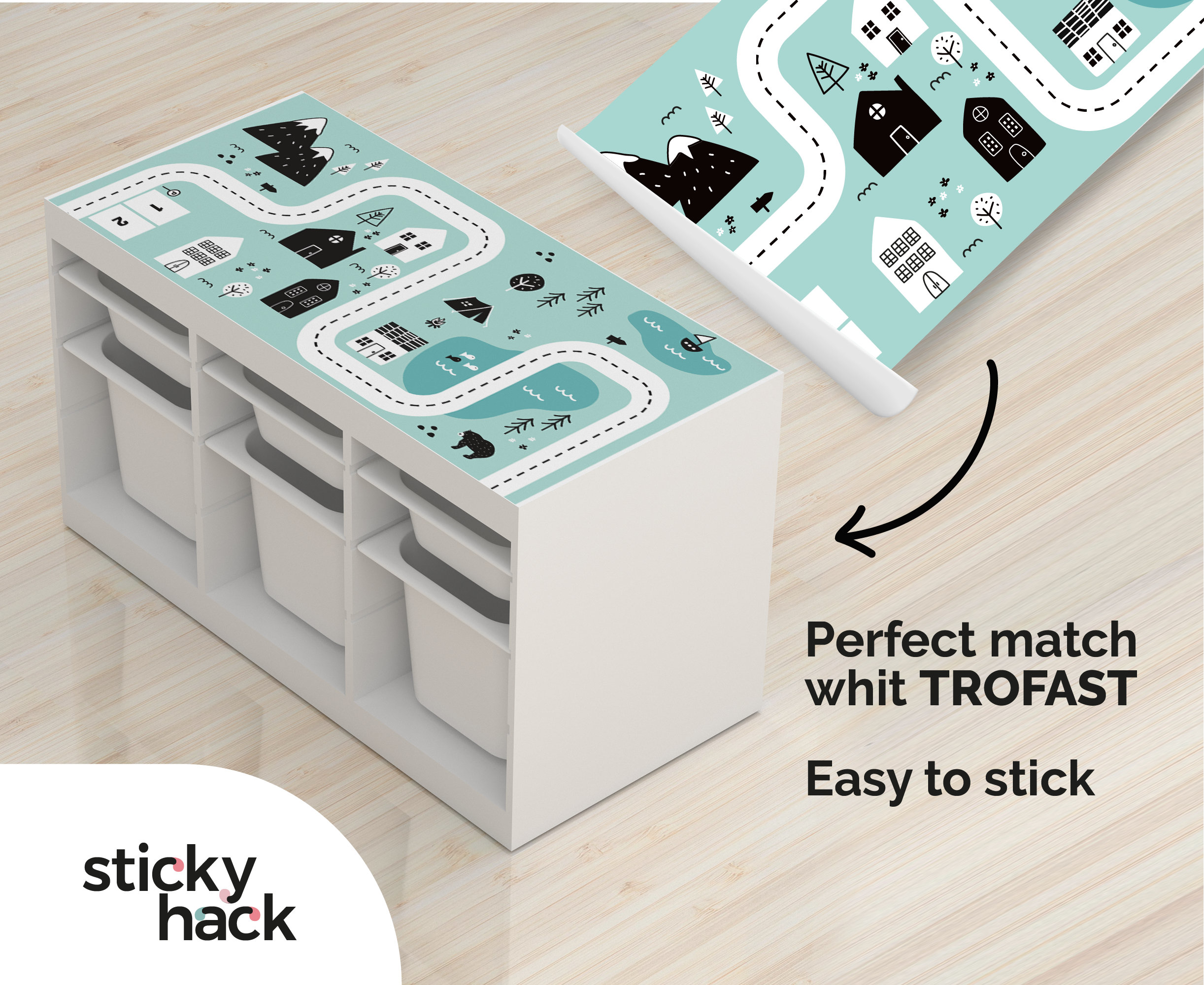 IKEA TROFAST STICKER Road Themed for the Playroom Furniture Sticker ...