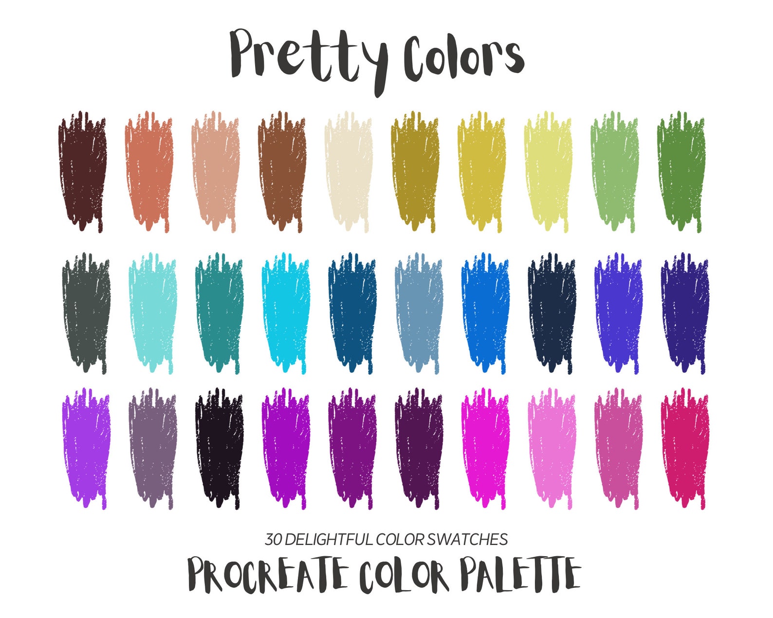 Pretty Colors Procreate Color Palette, Procreate Swatches, iPad ...