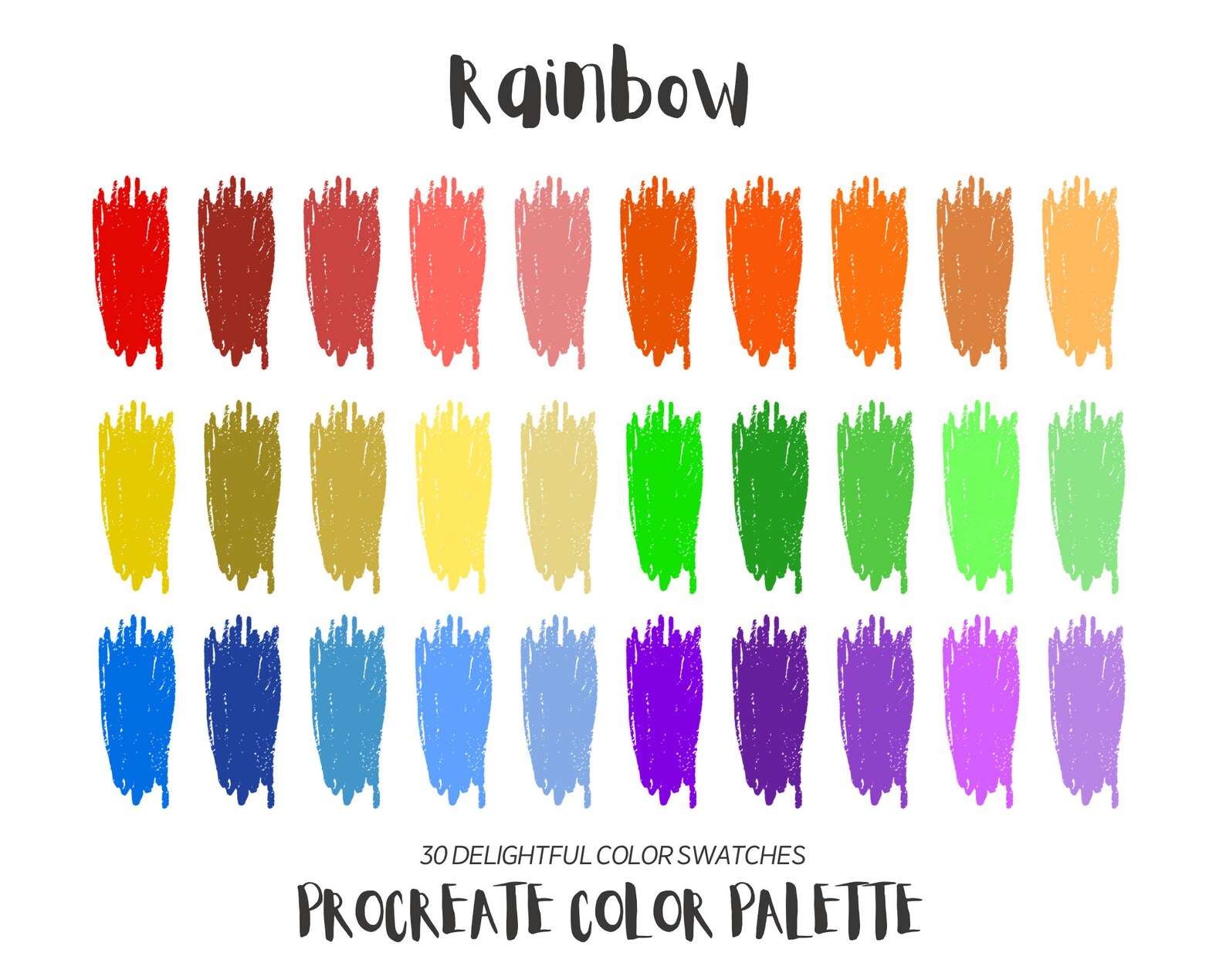 Rainbow Procreate Color Palette, Procreate Swatches, iPad Illustration ...