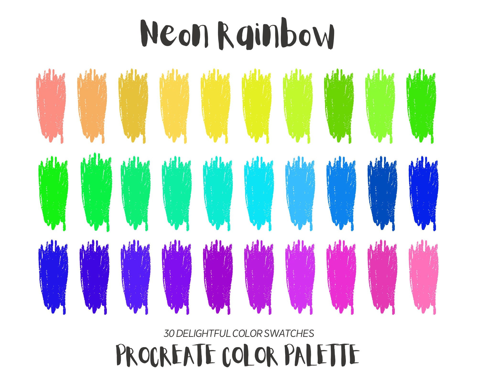 Rainbow Procreate Color Palette, Procreate Swatches, iPad Illustration ...