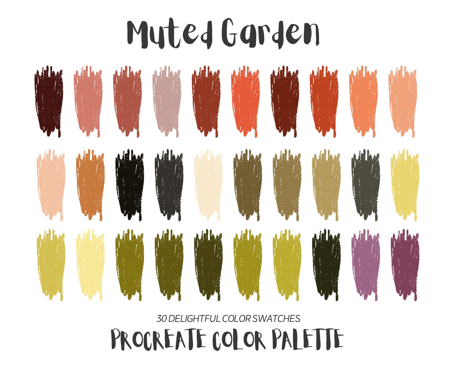 Muted Garden Procreate Color Palette, Procreate Swatches, iPad ...