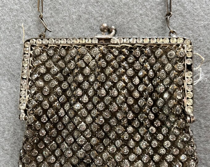 Antique 1920s Rhinestone Mesh Small Purse With Silver Chain Handle - Etsy